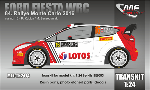 MF-Zone TK2414 Ford Fiesta WRC Kubica - Rallye Monte Carlo 2016 (żywiczne części + kalkomania + el. fototrawione)