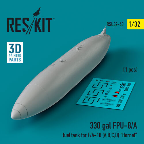RES/KIT U32-0063 330 Gallon FPU-8/A Fuel Tank For F/A-18 (A, B, C, D) 'Hornet' (1pc) (3D Printed)
