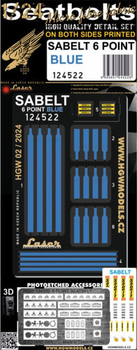 HGW Models 124522 Sabelt 6 Point Red - Seatbelts Belts are made from real microfibre and in combination with included photo etched buckles they look highly realistic.