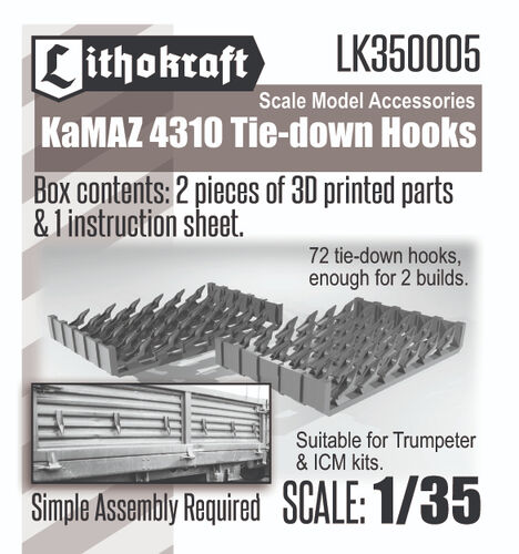 Lithokraft Range 350005 KaMAZ 4310 Tie Down Hooks (For Trumpeter And ICM Kits)