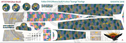 Aviattic ATT32164 Fokker D.VII (Albatros built) - 4 colour 'lozenge' fuselage