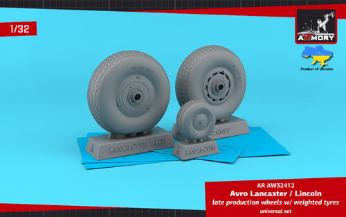 Armory Models Group AW32412 Avro Lancaster / Lincoln Late Production Wheels With Weighted Tyres - Universal Set