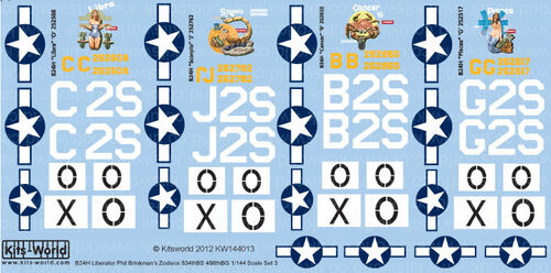Kits World 144013 Consolidated B-24 H Liberator Decal Sheet (Kit III)