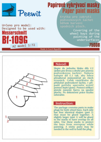 Peewit 75008 Wheel Bay Masks – Bf-109G AZ model