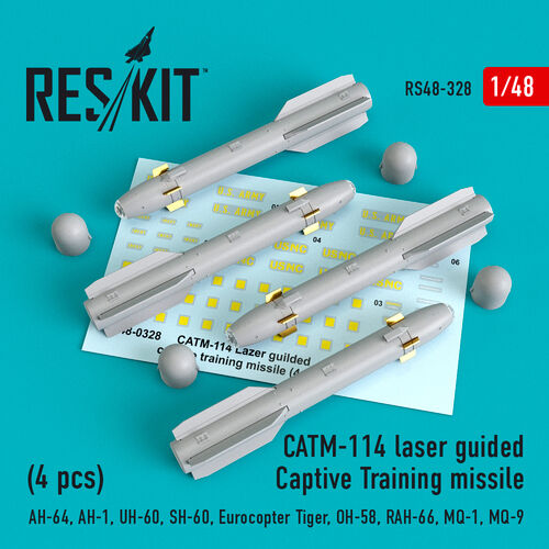 DISCONTINUED RES/KIT 48-0328 CATM-114 laser guided Captive Training missiles (4 pcs) (AH-64, AH-1, UH-60, SH-60, Eurocopter Tiger, OH-58, RAH-66, MQ-1, MQ-9)