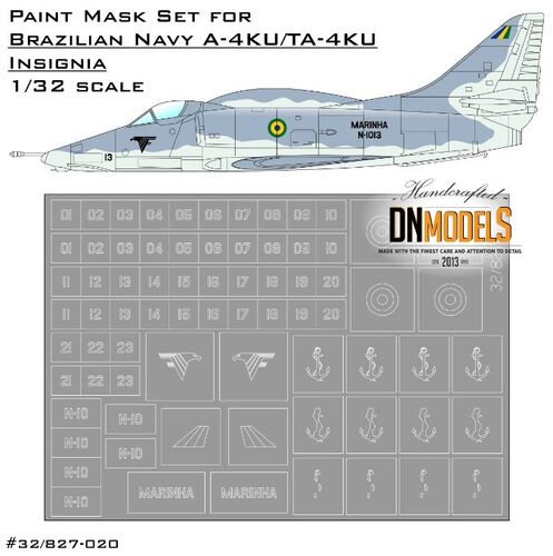DN Models 32-827-020 Brazillian MARINHA A-4KU/TA-4KU Skyhawk Insignia And Numbers Paint Mask Set