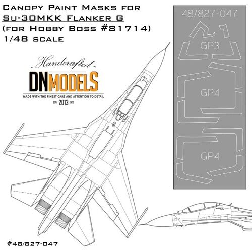DN Models 48-827-047 Canopy Paint Masks For Su-30MKK Flanker G