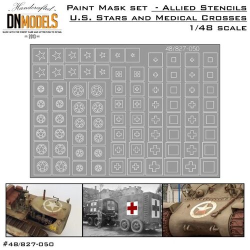DN Models 48-827-050 Allied Stars And Medical Crosses Paint Mask Stencils For Vehicles And Tanks