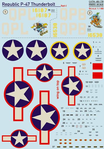 Print Scale 48-178 Republic Thunderbolt P-47 Part 1 (C-2, C-5)