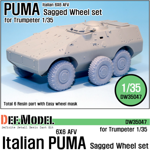 DEF Model DW35047 Italian PUMA 6X6 AFV Sagged Wheel set (for Trumpeter 1/35)