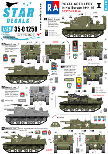 Star-Decals 35-C1258 Royal Artillery # 1. Sexton 25 pnd in NW Europe.