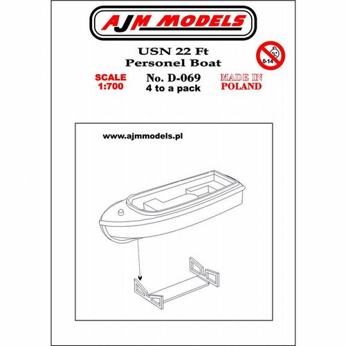 AJM Models D-069 USN 22 Ft Personel Boat