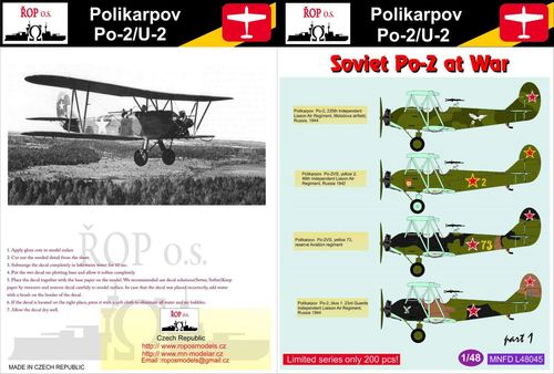Ropos Models MNFDL48045 Polikarpov Po-2/U-2 - Soviet Po-2 at War