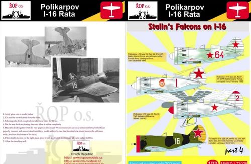 Ropos Models MNFDL72025 Polikarpov I-16 Rata - Stalin's Falcons on I-16