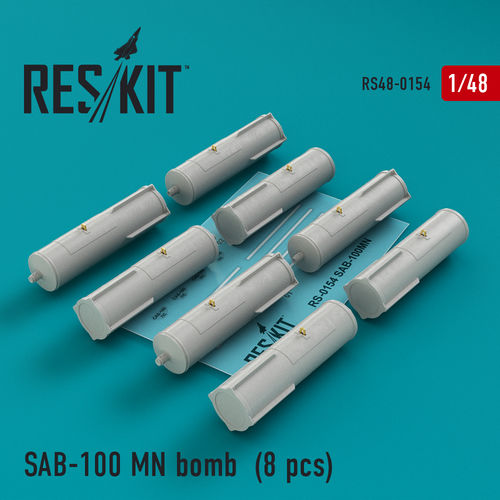 DISCONTINUED RES/KIT 48-0154 SAB-100 MN bomb (8 pcs) Su-7, Su-17, Su-24, Su-25, Su-27, Su-30, Su-34, MiG-21, MiG-27, Yak-38, Jak-130