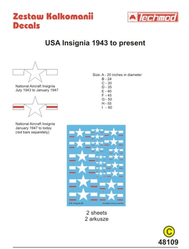 Techmod 48109 U.S. Insignia 1943 to present