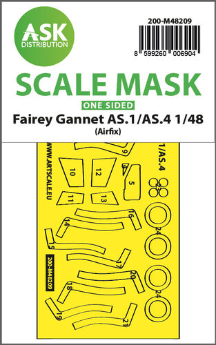 Art Scale Kit M48209 Fairey Gannet AS.1/AS.4 - wheels and canopy frame paint mask (outside only) (for Airfix kits)