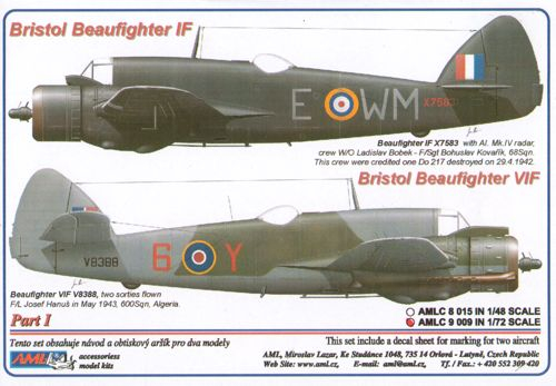 AML C9009 Bristol Beaufighter Decals Part 1