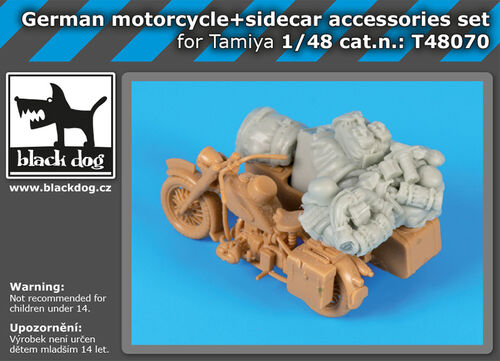 Black Dog T48070 German Motorcycle And Sidecar Accessories Set For Tamiya