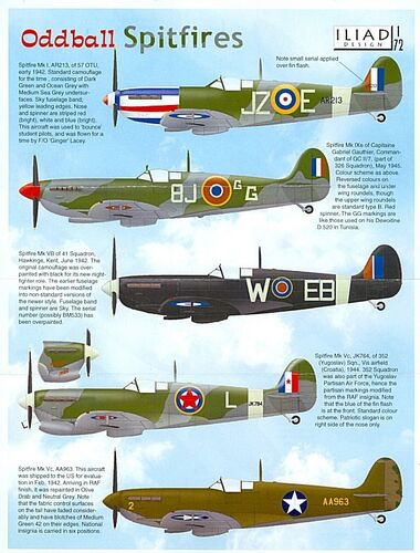 Iliad Design 72002 Oddball Supermarine Spitfire Mk.I / V / IX