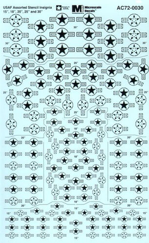 Microscale 72030 USAF Assorted Stencil Insignia (5 sizes)