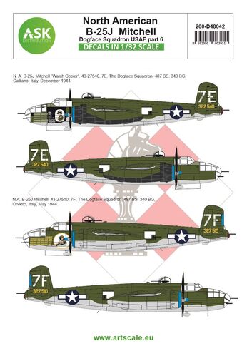 Art Scale Kit D48042 B-25J Mitchell Part 6 - US Dogface Squadron "Watch Copier" And "Willie", Mediterranean Area