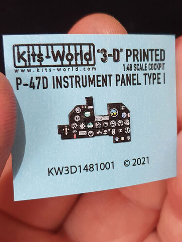 Kits World 3D1481001 Republic P-47D Thunderbolt Cockpit 3D Full colour Instrument Panel (for Hasegawa kits)