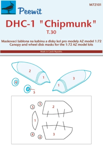 Peewit 72101 Canopy mask for DHC-1 Chipmunk T-30 AZ model