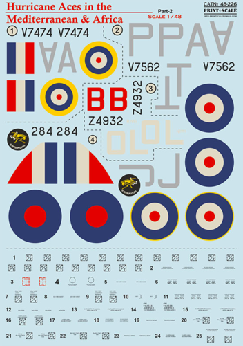 Print Scale 48-226 Hurricane Aces of the MTO and Africa Part 2