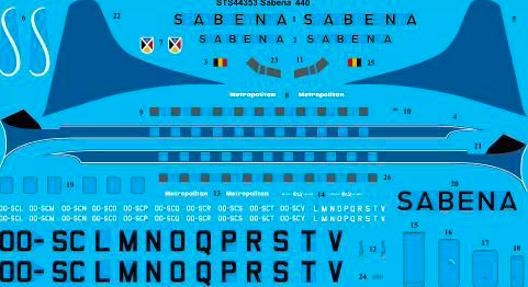 26 Decals STS44353 Sabena Convair 440