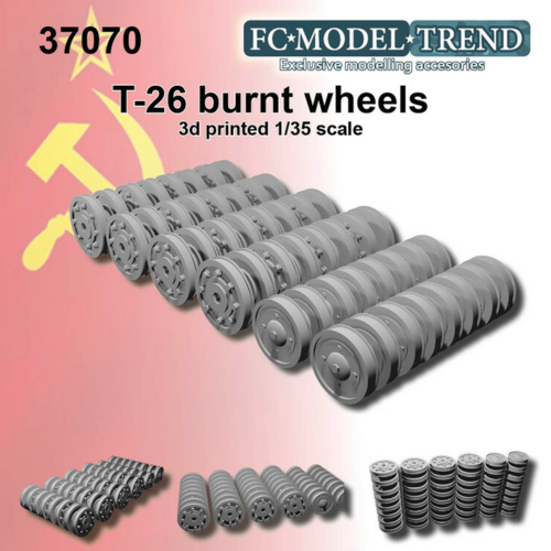 FC ModelTrend 37070 Burnt wheels for T-26 and variants