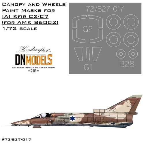 DN Models 72-827-017 IAI Kfir C2/C7 Canopy And Wheels Paint Masks (For AMK 86002)