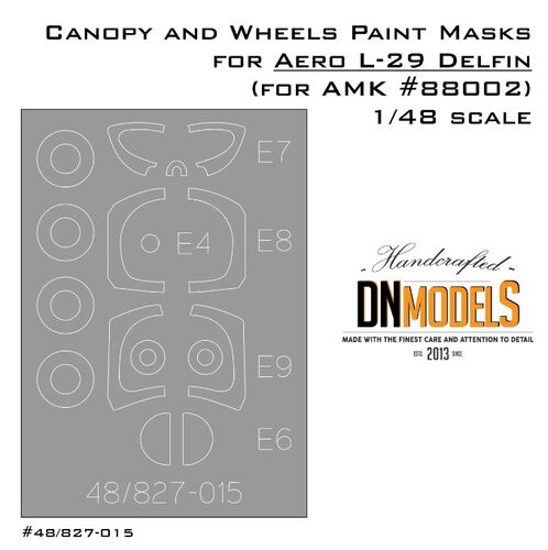 DN Models 48-827-015 Canopy And Wheels Paint Masks For Aero L-29 Delfin