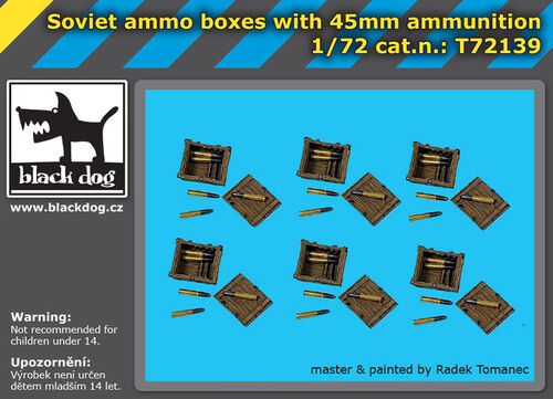 Black Dog T72139 Soviet ammo boxes with 45mm ammunition