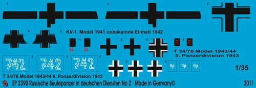 Peddinghaus-Decals 2390 German Russian "Beutepanzer" In German Service No. 2