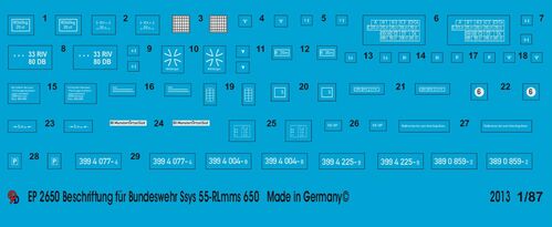 Peddinghaus-Decals 2650 Markings Fot The Bundeswehr Ssys 55-Rlmmps 650, 61 Ton Flat
