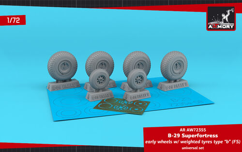 Armory Models Group AW72355 B-29 Superfortress early production wheels w/ weighted tyres type "b" (FS) & PE hubcaps