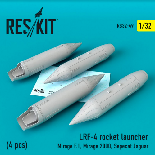 DISCONTINUED RES/KIT 32-0049 LRF-4 rocket launcher 4 pcs Mirage F.1, Mirage 2000, Sepecat Jaguar