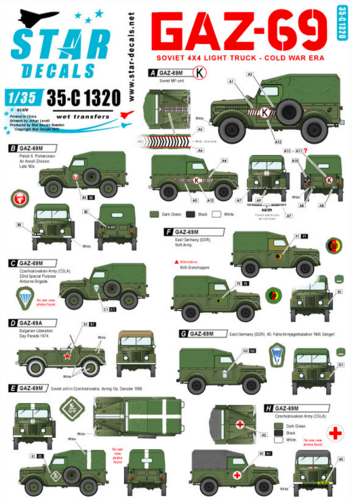 Star-Decals 35-C1320 GAZ-69. Cold War era - Soviet and Warsaw Pact countries. GAZ/UAZ-69 and GAZ- 69A