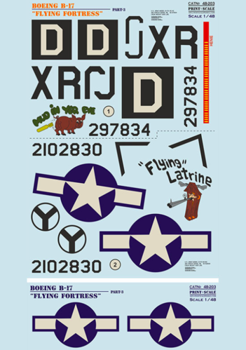 Print Scale 48-203 Boeing B-17 Flying Fortress Part 3 The complete set 1,5 leaf