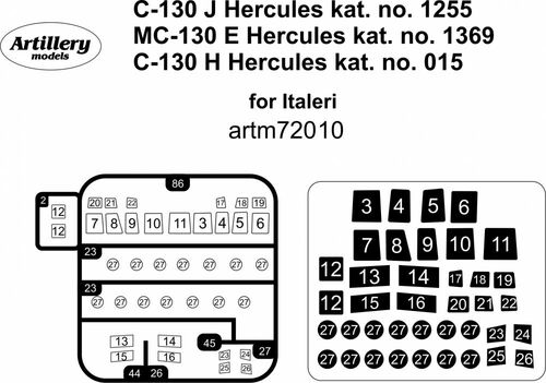 ARTILLERY Models 72010 C-130 J+H, MC-130 E Hercules (for Italeri)