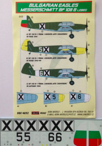 Kora Models Dec4852 Messerschmitt Bf 108B Lebeo Bulgaria