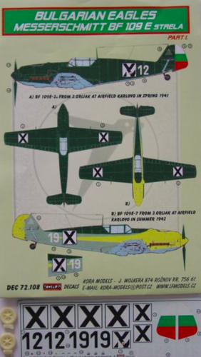 Kora Models Dec72108 Bf 109E-3/7 Bulgaria part I.