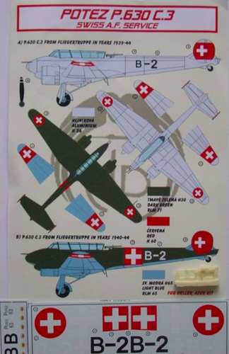 Kora Models Dec72139 Potez P.630 Swiss + kulomet