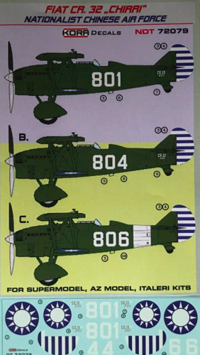 Kora Models NDT72079 Fiat CR. 32 "CHIRRI" nationalist chinese air force
