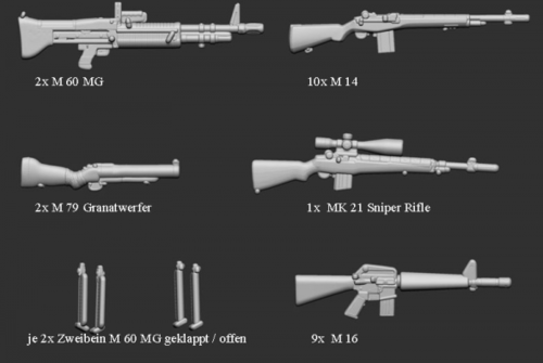 Germania-Figuren 72-CW-2501 US Army Weapon Set 02