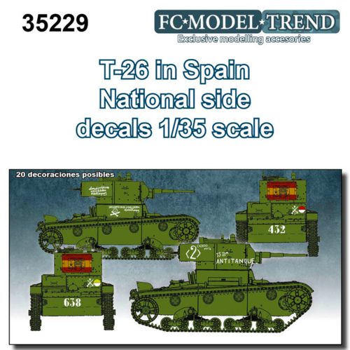 FC ModelTrend 35229 T-26 in Spain decals, national side