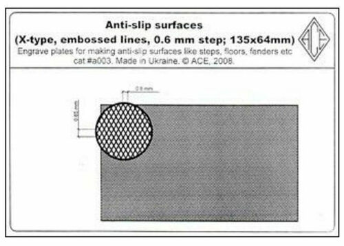 ACE a003 Anti-Slip Surfaces (X-Type, Embossed Lines, 0.6mm Step; 135mm x 64mm)