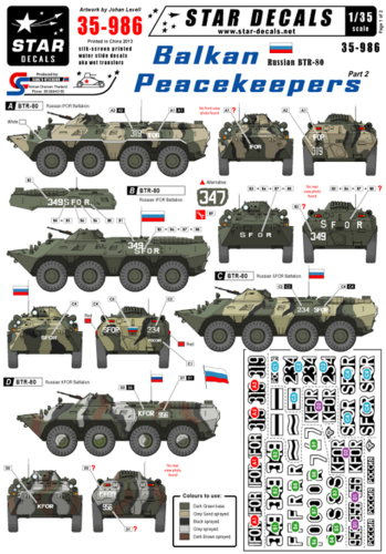 Star-Decals 35-986 Balkan Peacekeepers # 2. Russian BTR-80.
