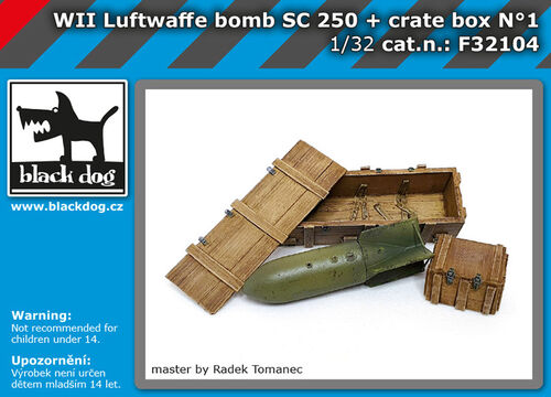 Black Dog F32104 WW II Luftwaffe bomb SC 250 + crate box N°1